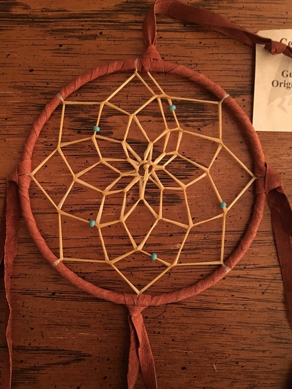 Authentic Navajo Dream Catcher 5 Inch Tan Wrap - OutWest Shop