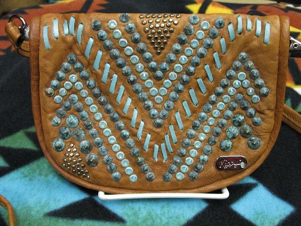 Kippys Western Pouch Belt Crossbody Bag Raw Stitch Pattern Turquoise M ...