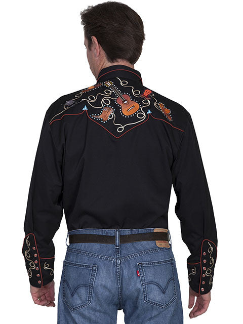 Vintage Inspired Western Shirt: Scully Men's Boots & Guitars - OutWest Shop